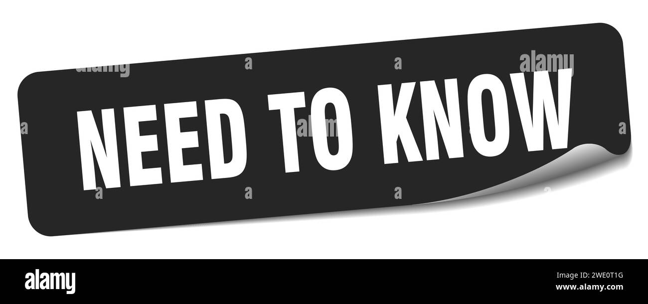 need to know sticker. need to know rectangular label isolated on white ...