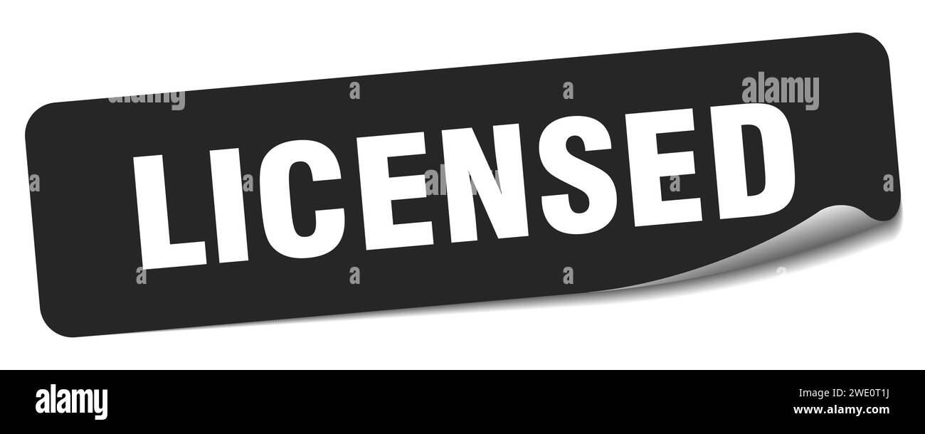 licensed sticker. licensed rectangular label isolated on white ...
