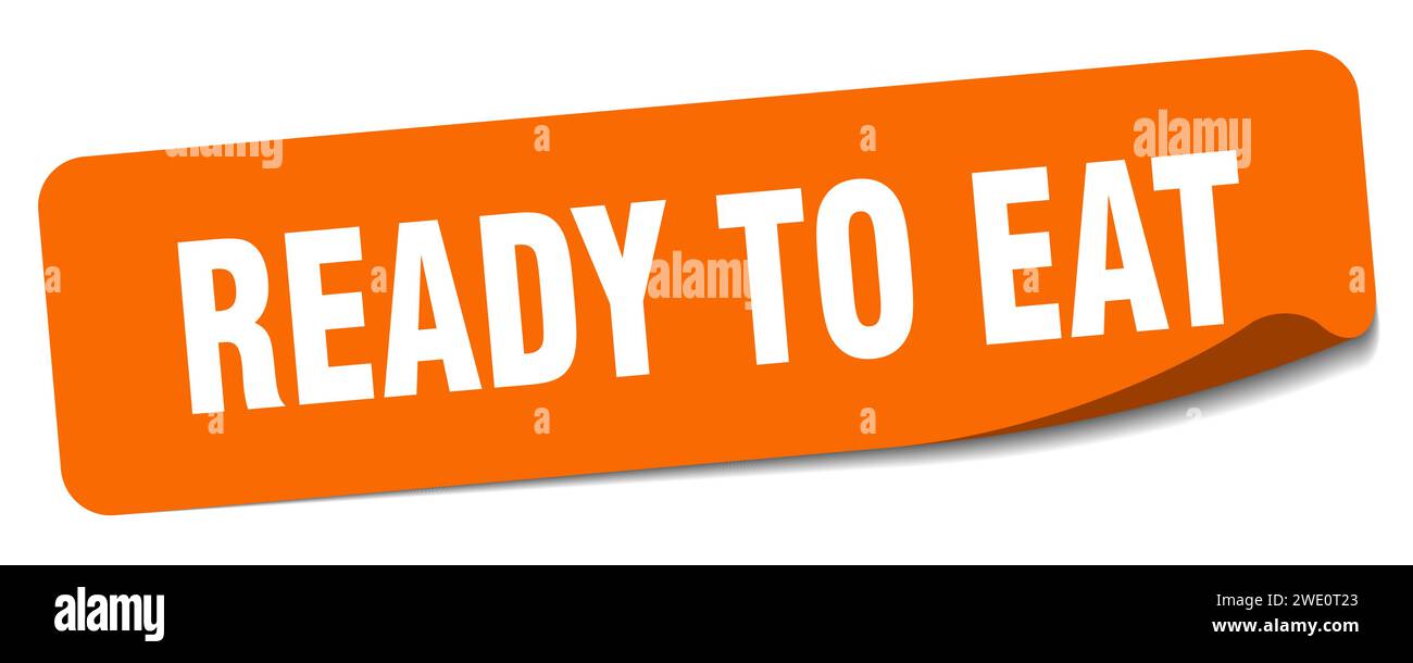 ready to eat sticker. ready to eat rectangular label isolated on white ...