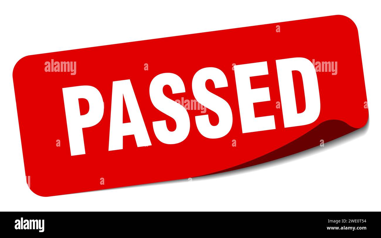 passed sticker. passed rectangular label isolated on white background ...