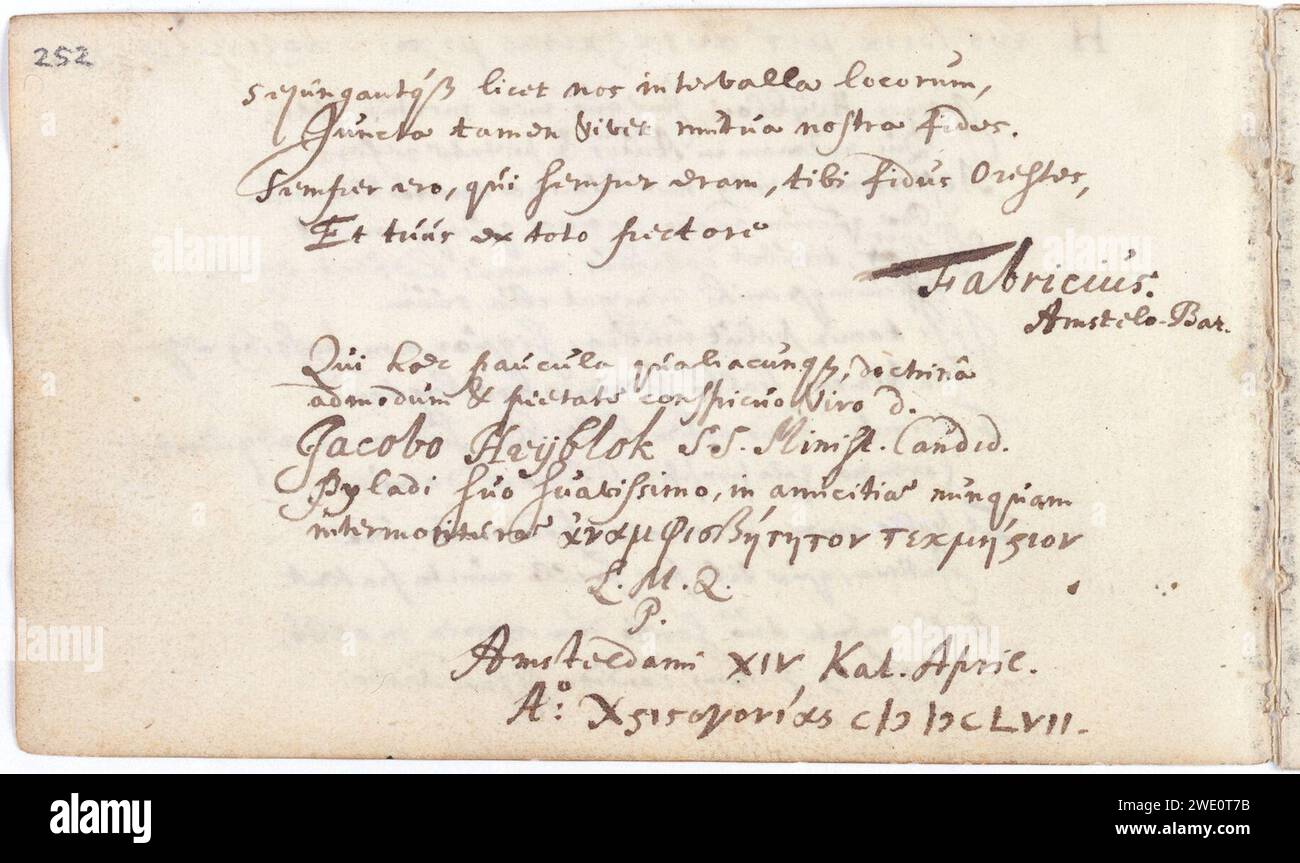 Album amicorum Jacob Heyblocq KB131H26 - p252 - Johannes Fabricius ...