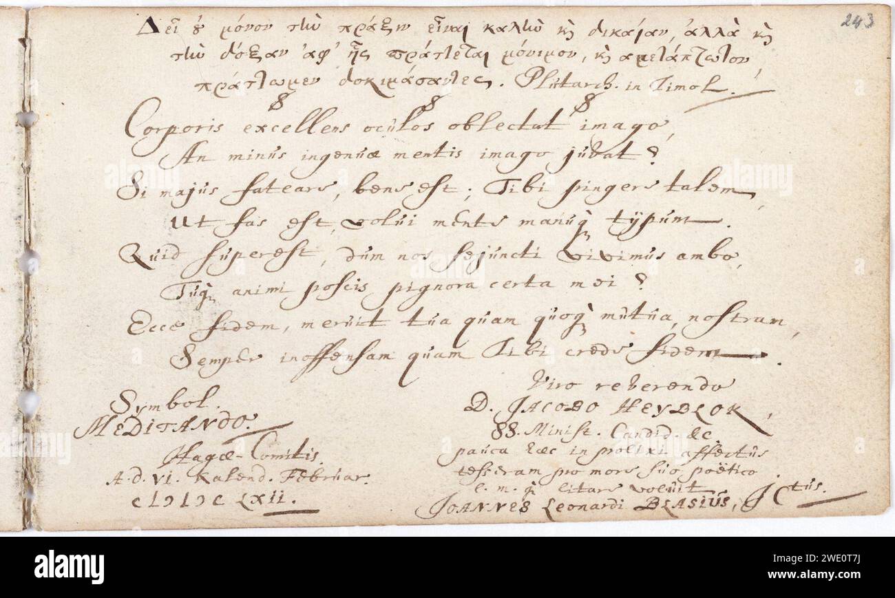 Album amicorum Jacob Heyblocq KB131H26 - p243 - Joan Leonardsz Blasius ...