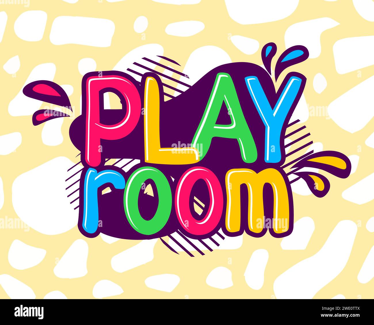 Play room logo. Kids zone lettering. Children entertainment area. Fun ...