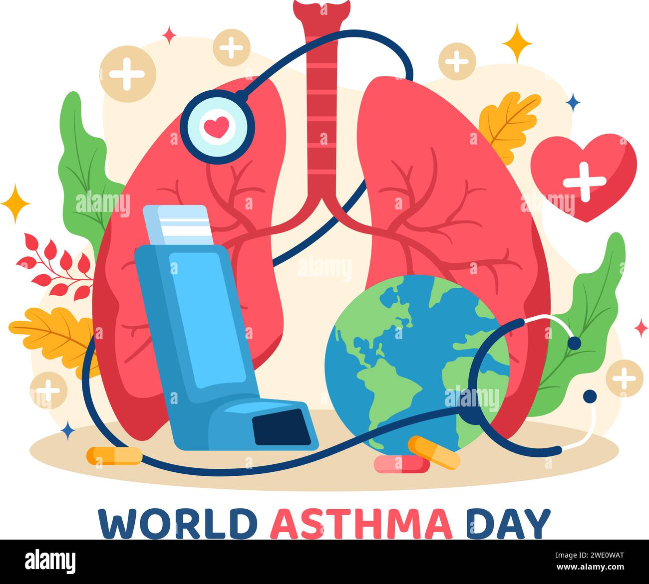 World Asthma Day Vector Illustration on May 2 with Inhaler, Medical ...