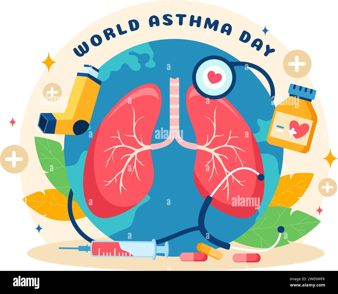 World Asthma Day Vector Illustration on May 2 with Inhaler, Medical ...