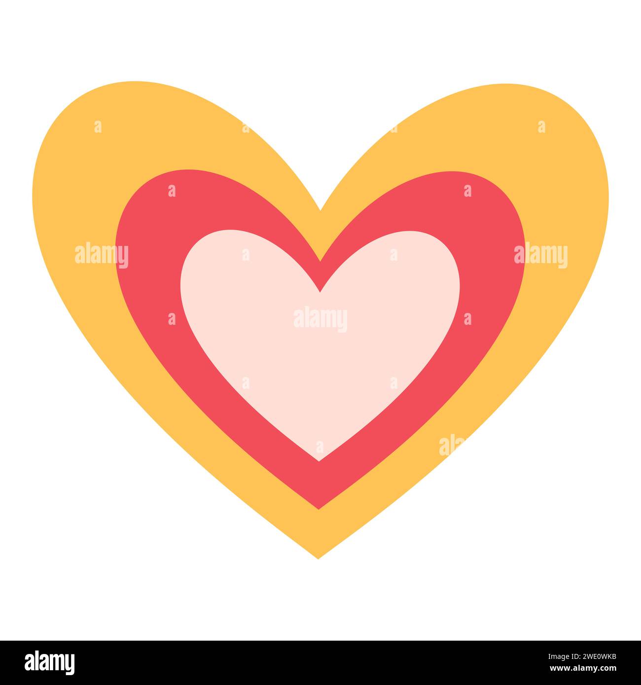 Tricolor hearts. Valentines theme. Groovy hippie 70s Simple Hand Drawn ...