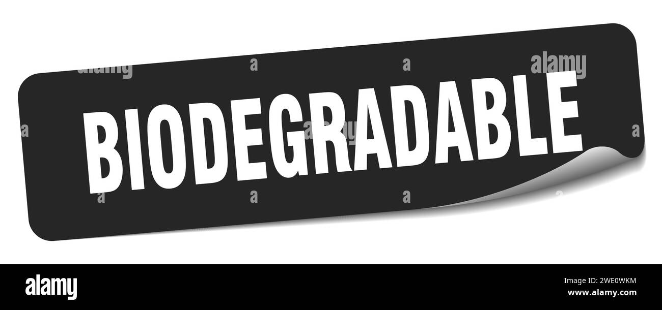 biodegradable sticker. biodegradable rectangular label isolated on ...