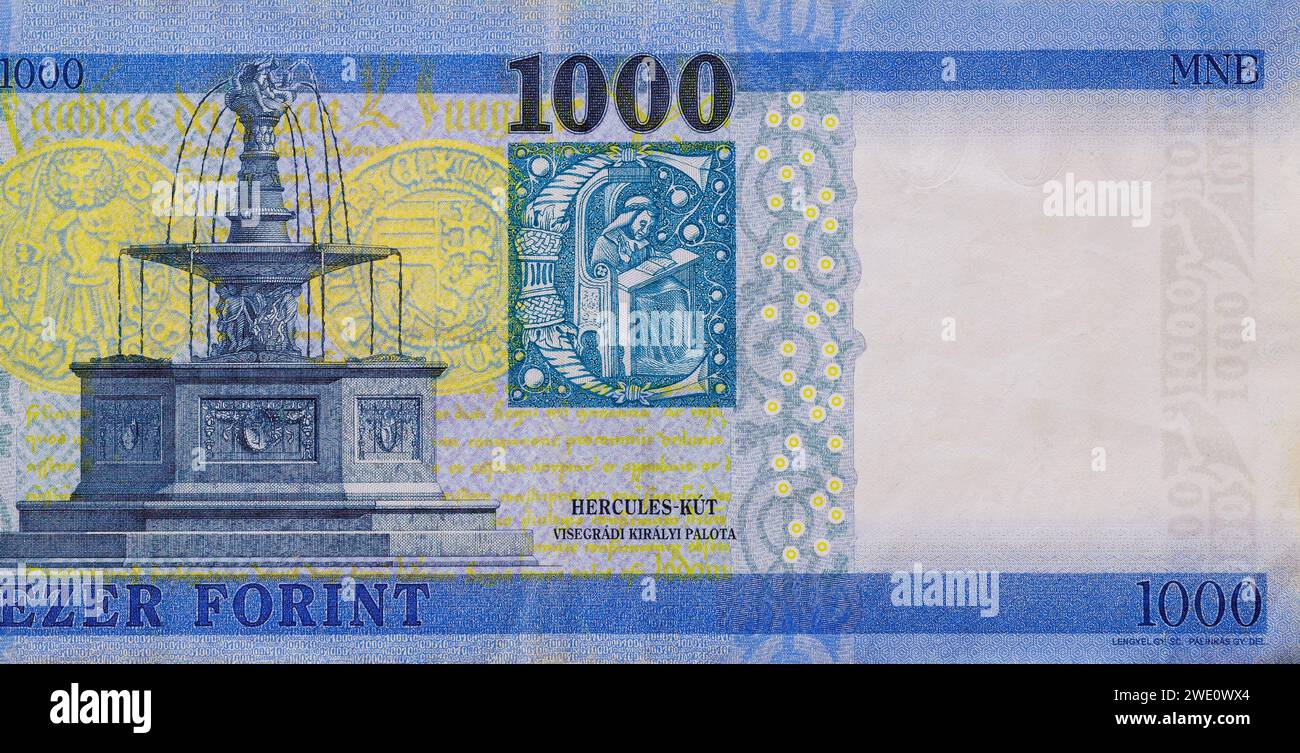 Hungarian 1000 forint banknotes national currency banknote back view ...