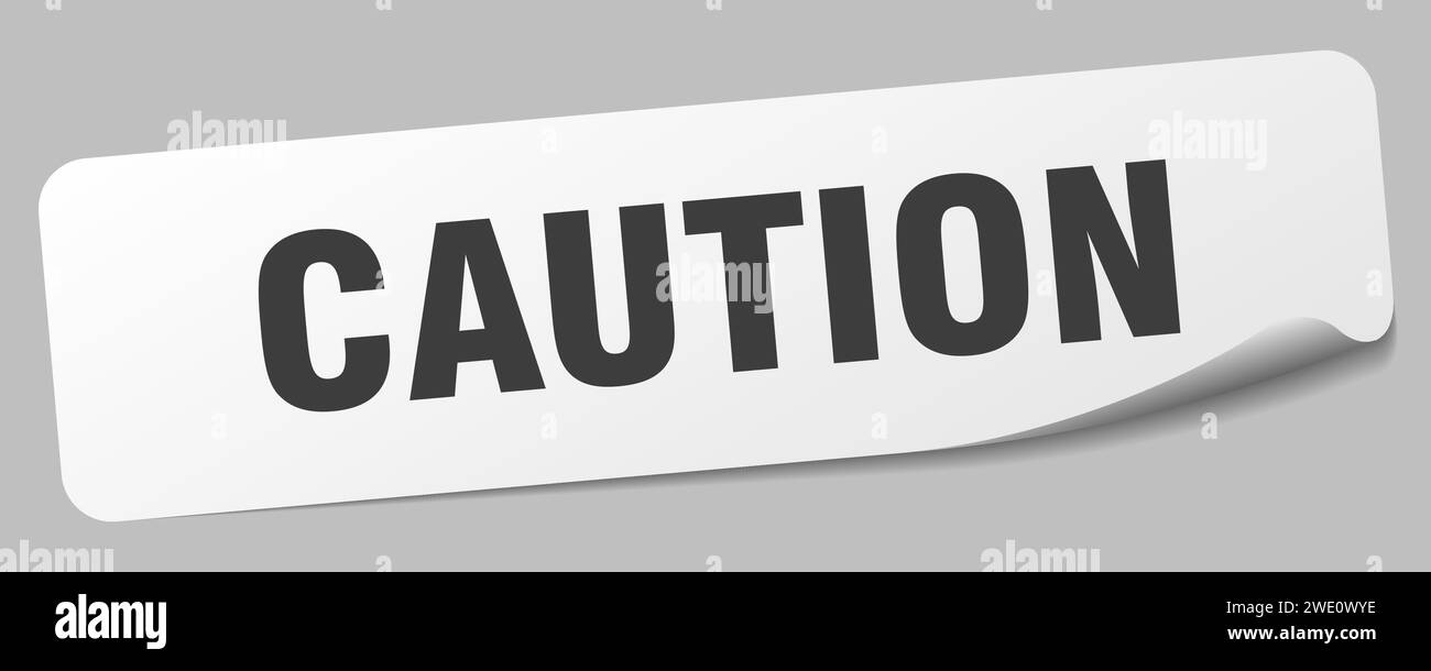 caution sticker. caution rectangular label isolated on white background ...