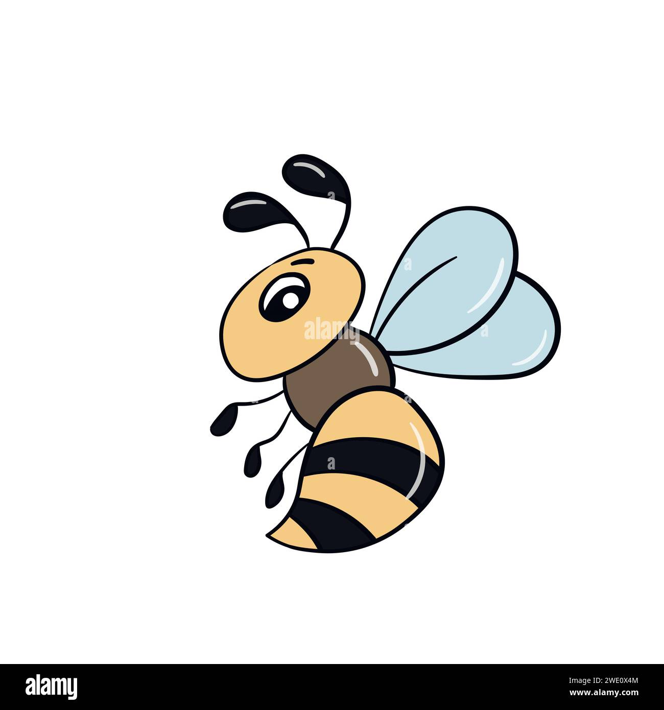 Cartoon bee mascot. A small bees flies. Wasp collection. Vector ...