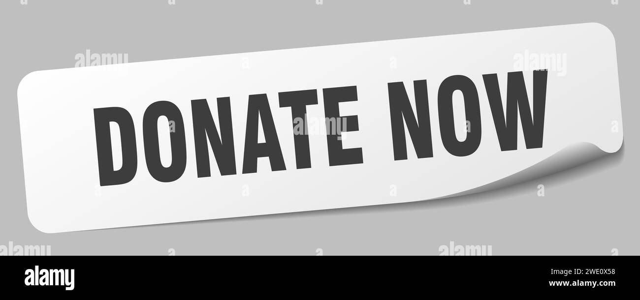 donate now sticker. donate now rectangular label isolated on white ...