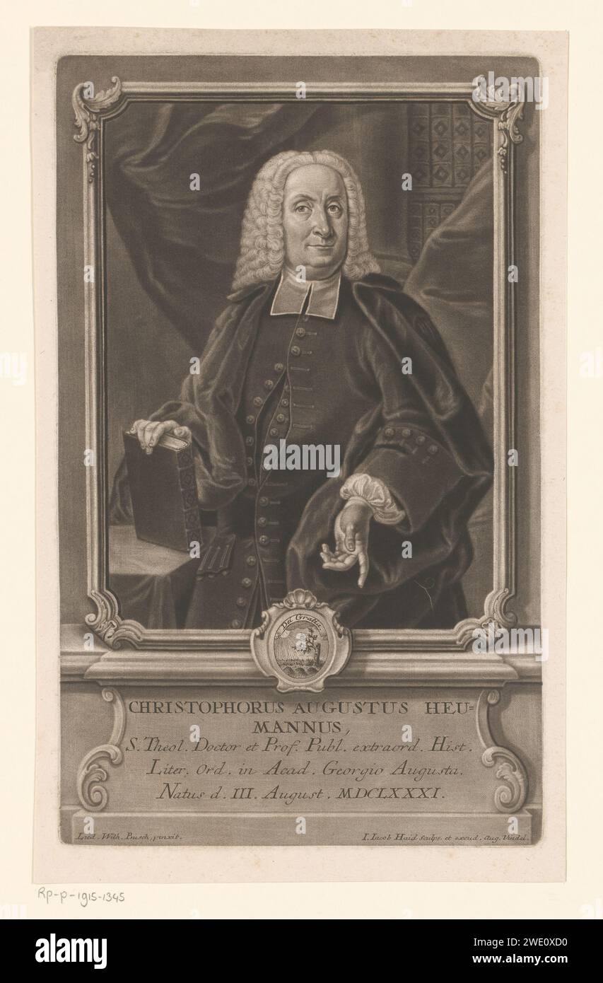 PortraT van Christoph August Heumann, Johann Jacob Haid, after Ludwig ...