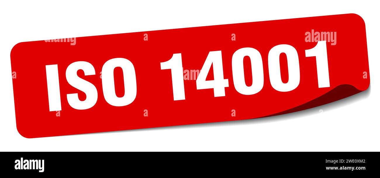 iso 14001 sticker. iso 14001 rectangular label isolated on white ...