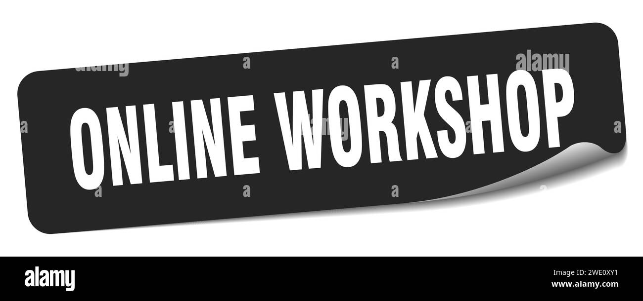 online workshop sticker. online workshop rectangular label isolated on ...