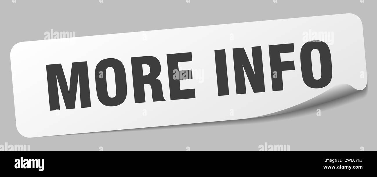 more info sticker. more info rectangular label isolated on white ...