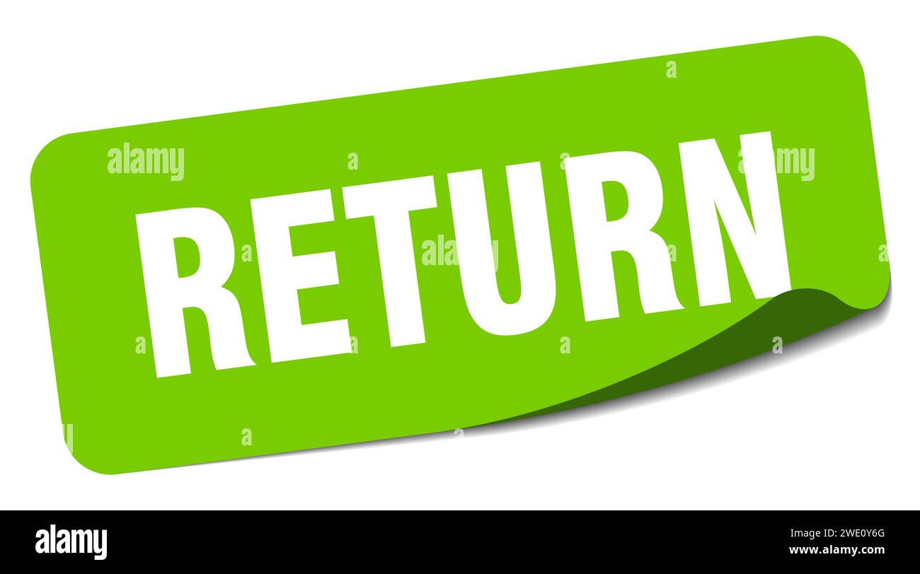 return sticker. return rectangular label isolated on white background ...