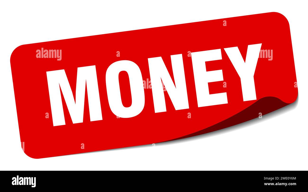 money sticker. money rectangular label isolated on white background ...