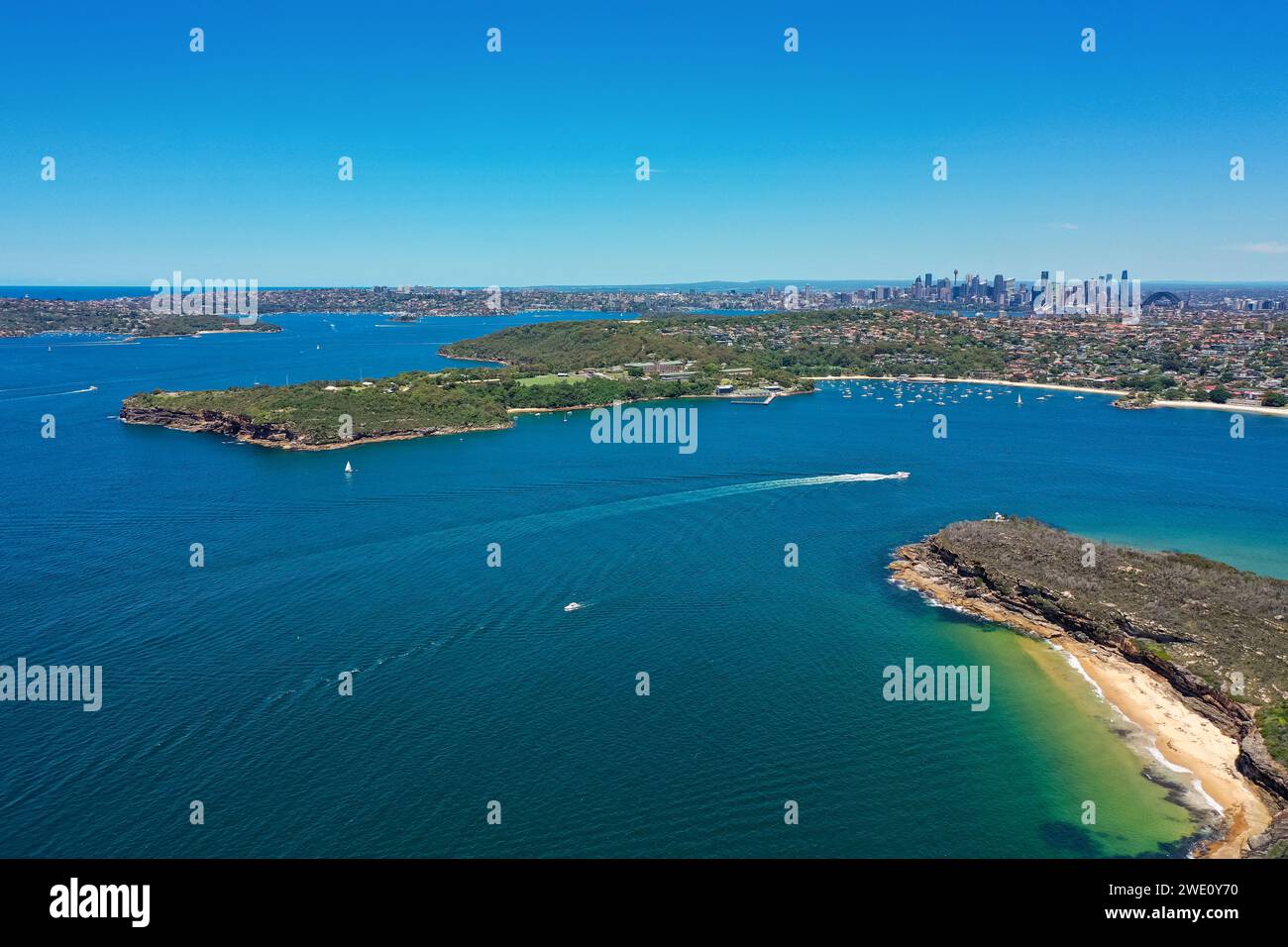 Beautiful high angle aerial drone view of Balmoral Beach and Edwards ...