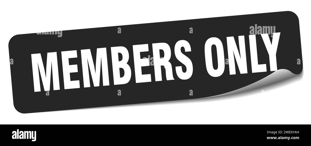 members only sticker. members only rectangular label isolated on white ...