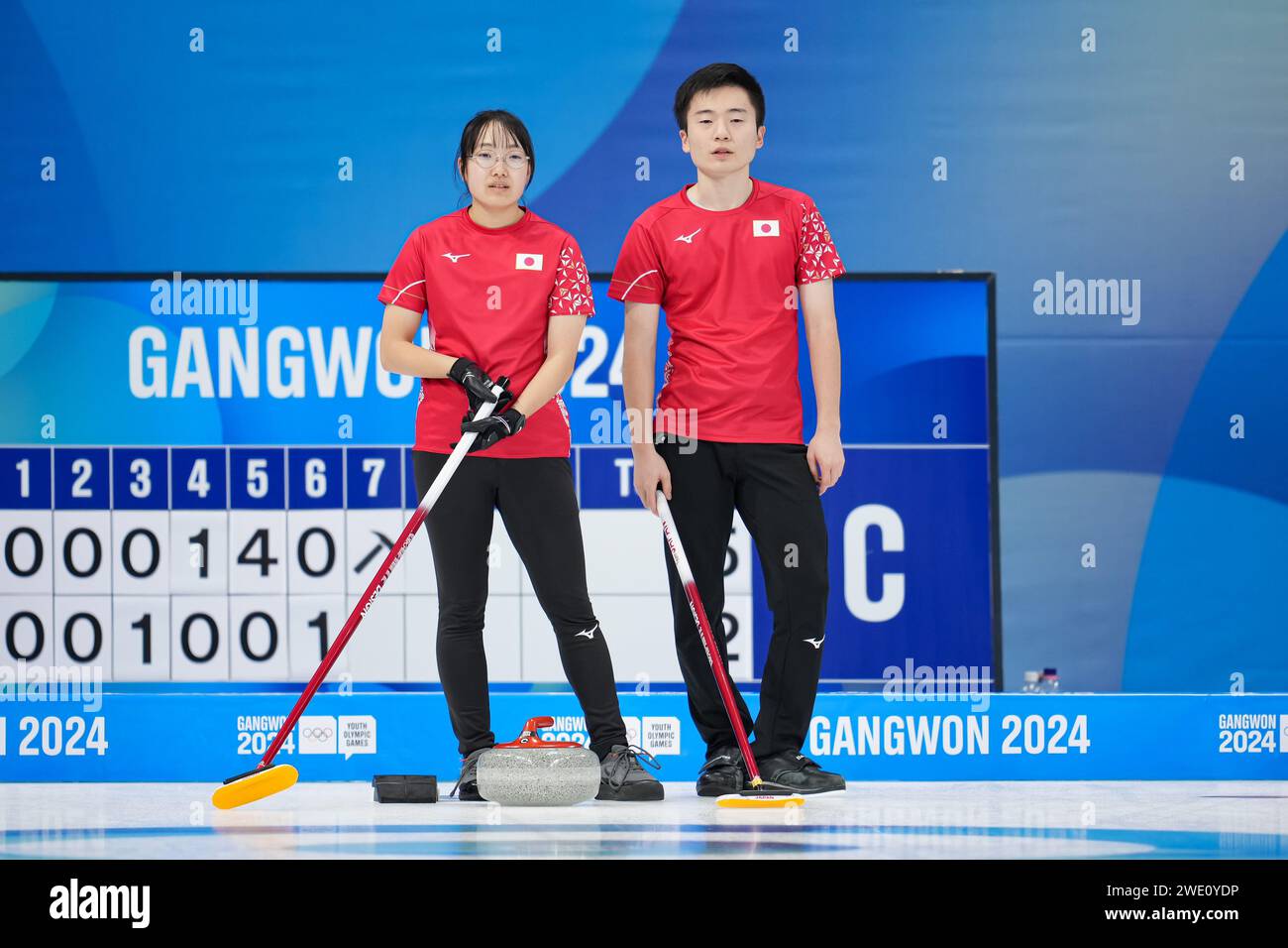 Gangneung Curling Centre, Gangneung, South Korea. 22nd Jan, 2024. (L-R ...