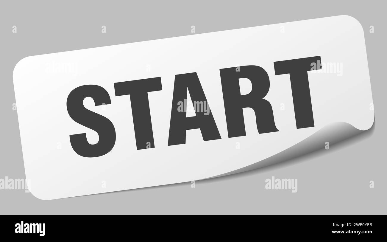start sticker. start rectangular label isolated on white background ...