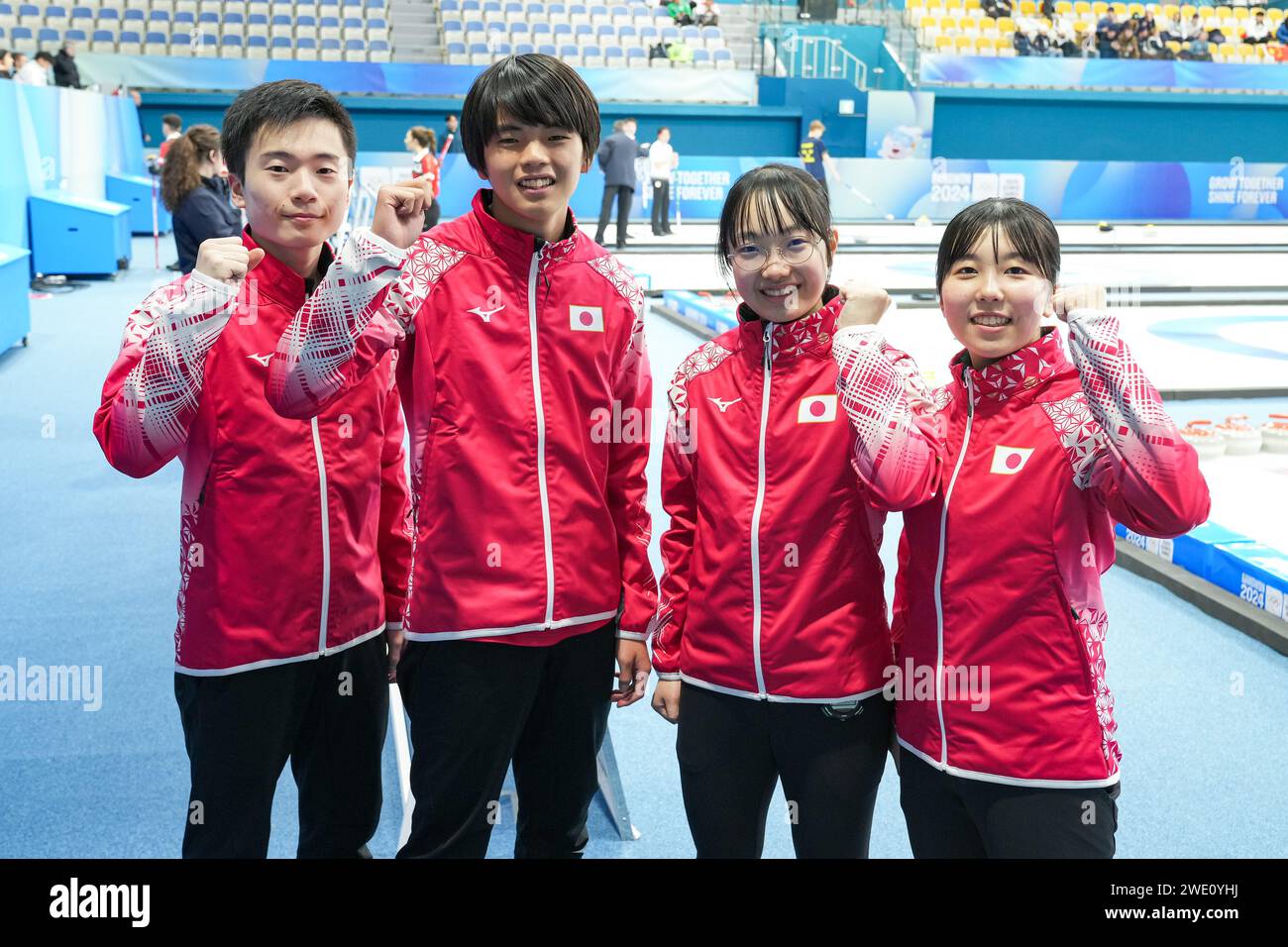 Gangneung Curling Centre, Gangneung, South Korea. 22nd Jan, 2024. (L-R ...