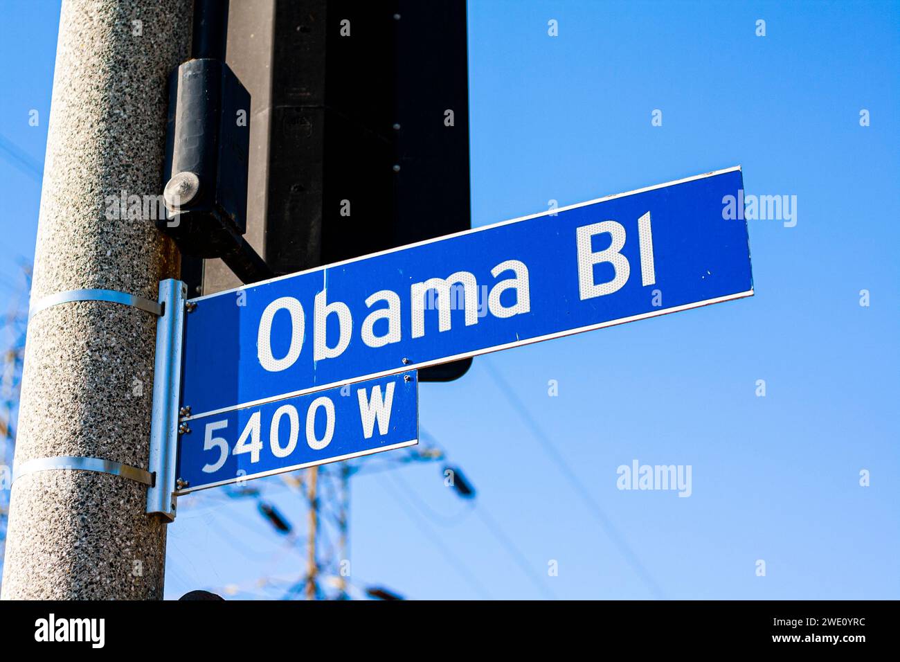 Sign for Obama Boulevard in the Baldwin Hills/Crenshaw area of Los ...
