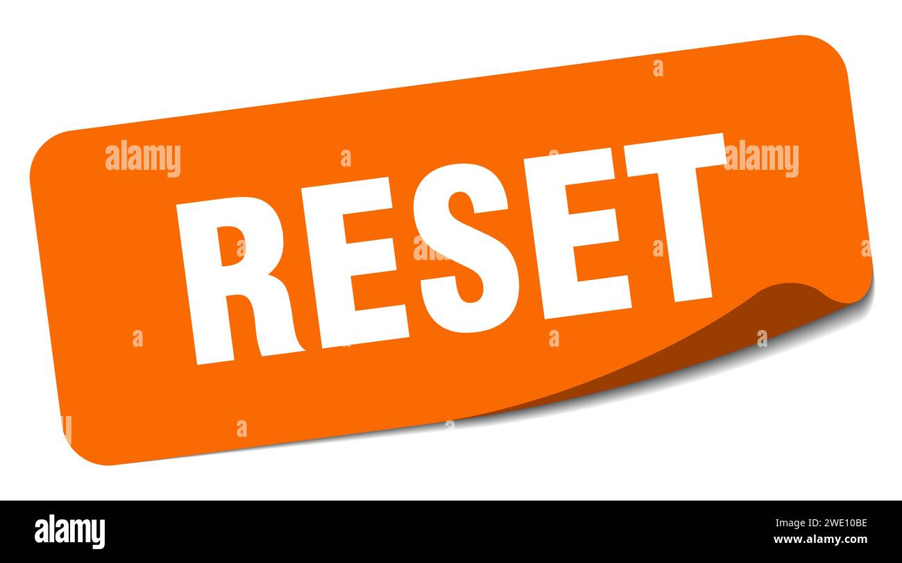 reset sticker. reset rectangular label isolated on white background ...