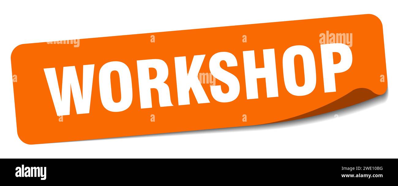 workshop sticker. workshop rectangular label isolated on white ...