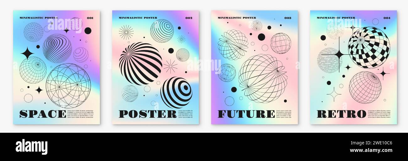 Geometric posters. Graphic sphere shapes, modern abstract minimal lines ...