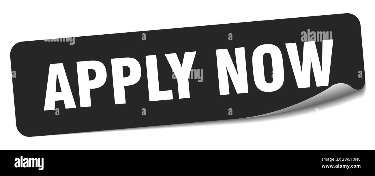 apply now sticker. apply now rectangular label isolated on white ...