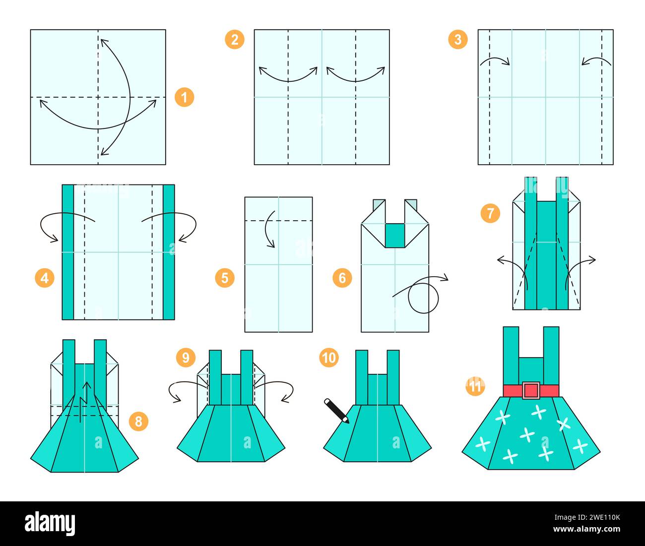 Origami tutorial for kids. Origami cute dress Stock Vector Image & Art ...