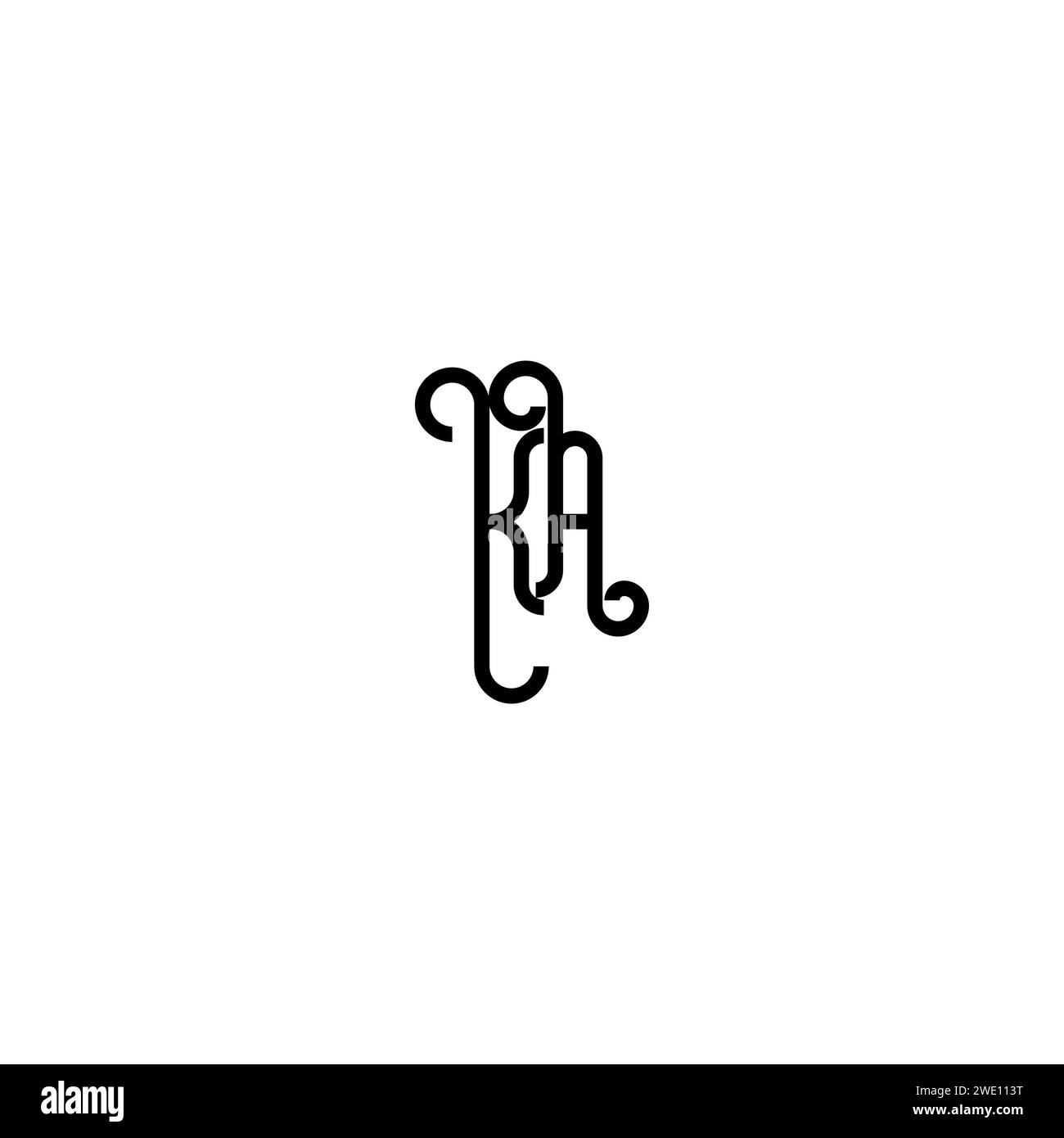KA simple curved concept initial logo design black and white background ...