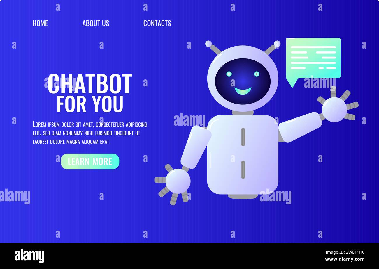 Chatbot assistant form robot with ai 3d. Cute friendly bot neural ...
