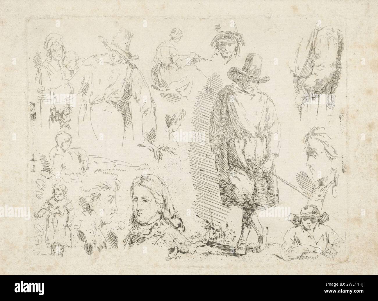Study sheet with figures, Pieter Gerardus van Os, 1791 - 1839 print ...