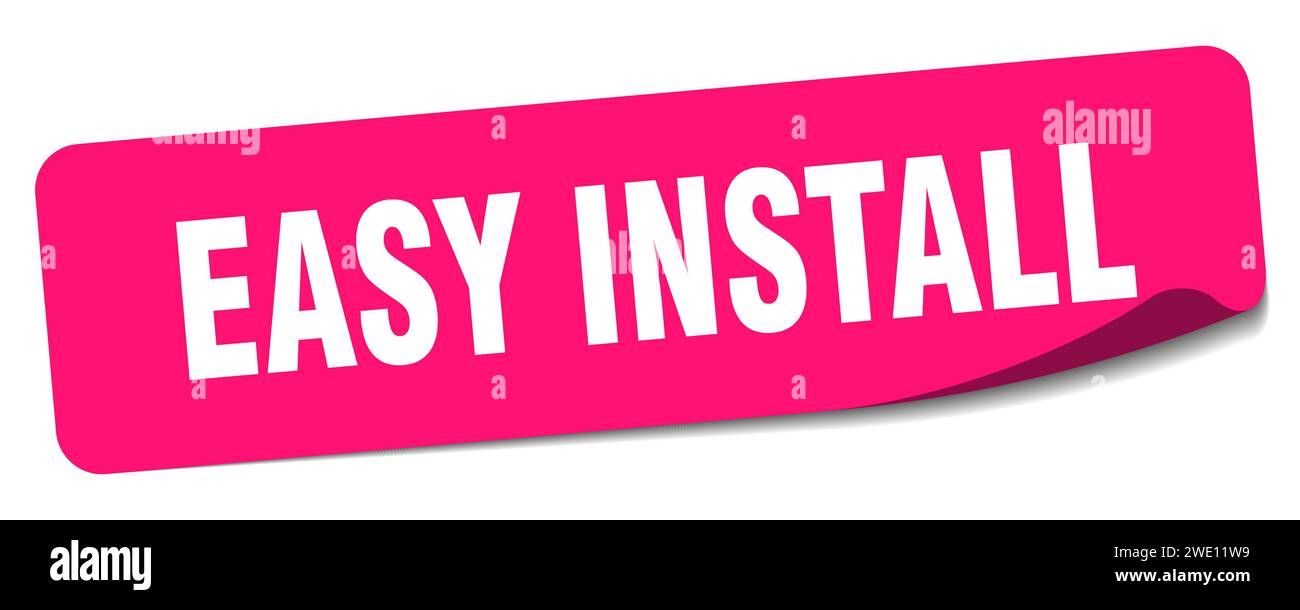 easy install sticker. easy install rectangular label isolated on white ...