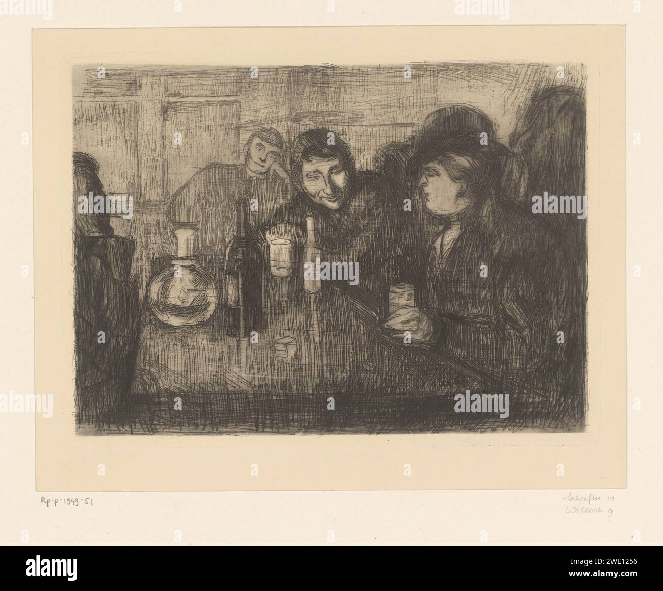 Men around a table in a cafe, Edvard Munch, 1895 print The three ...