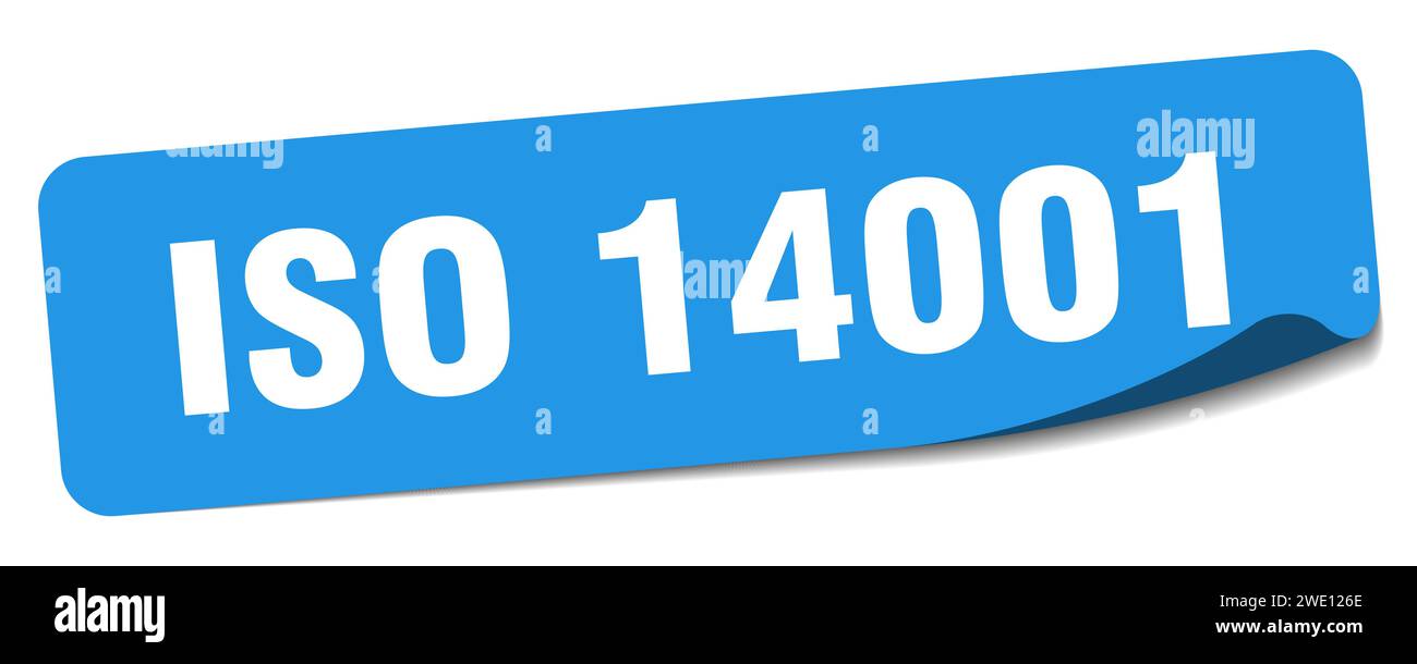 iso 14001 sticker. iso 14001 rectangular label isolated on white ...