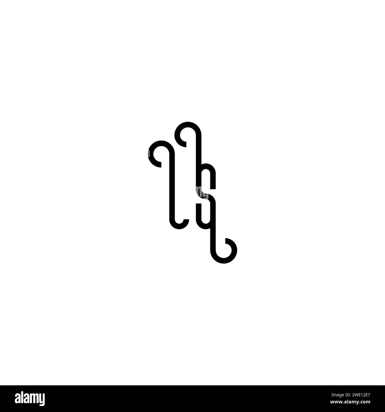 LS simple curved concept initial logo design black and white background ...