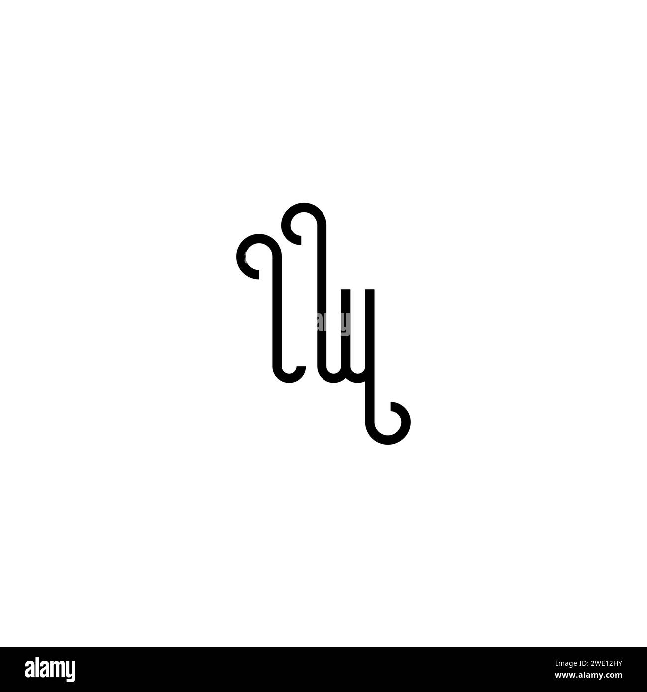LW simple curved concept initial logo design black and white background ...