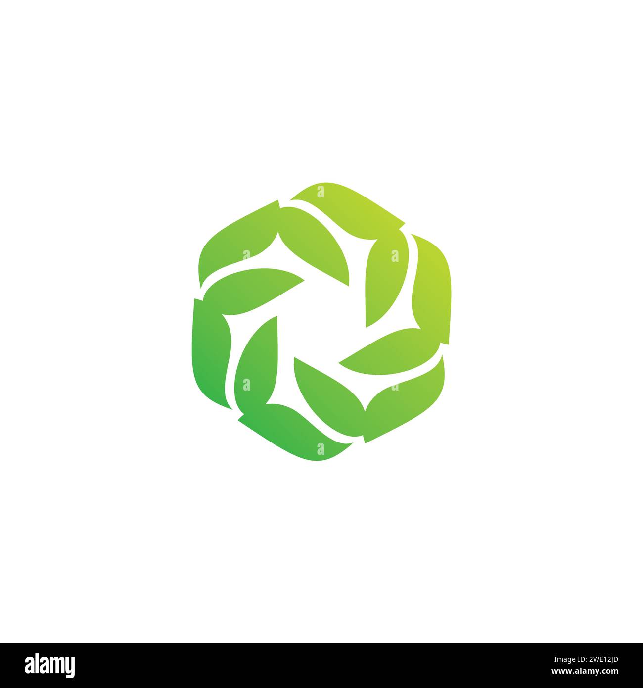 Ecology logo hexagon leaf twisted green vector design template. Vector ...