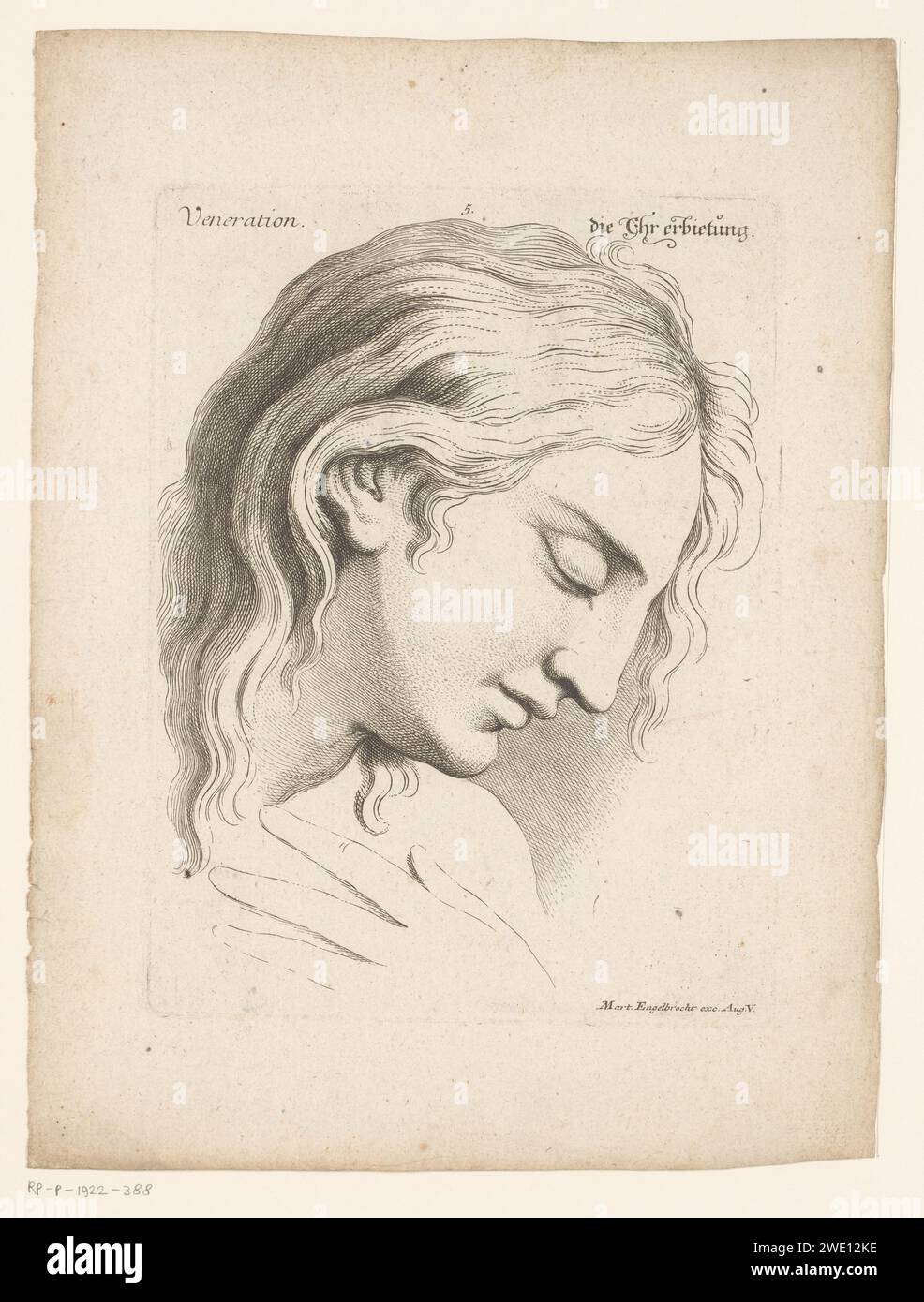 Head of a woman in a state of worship, Anonymous, After Charles Le Brun ...