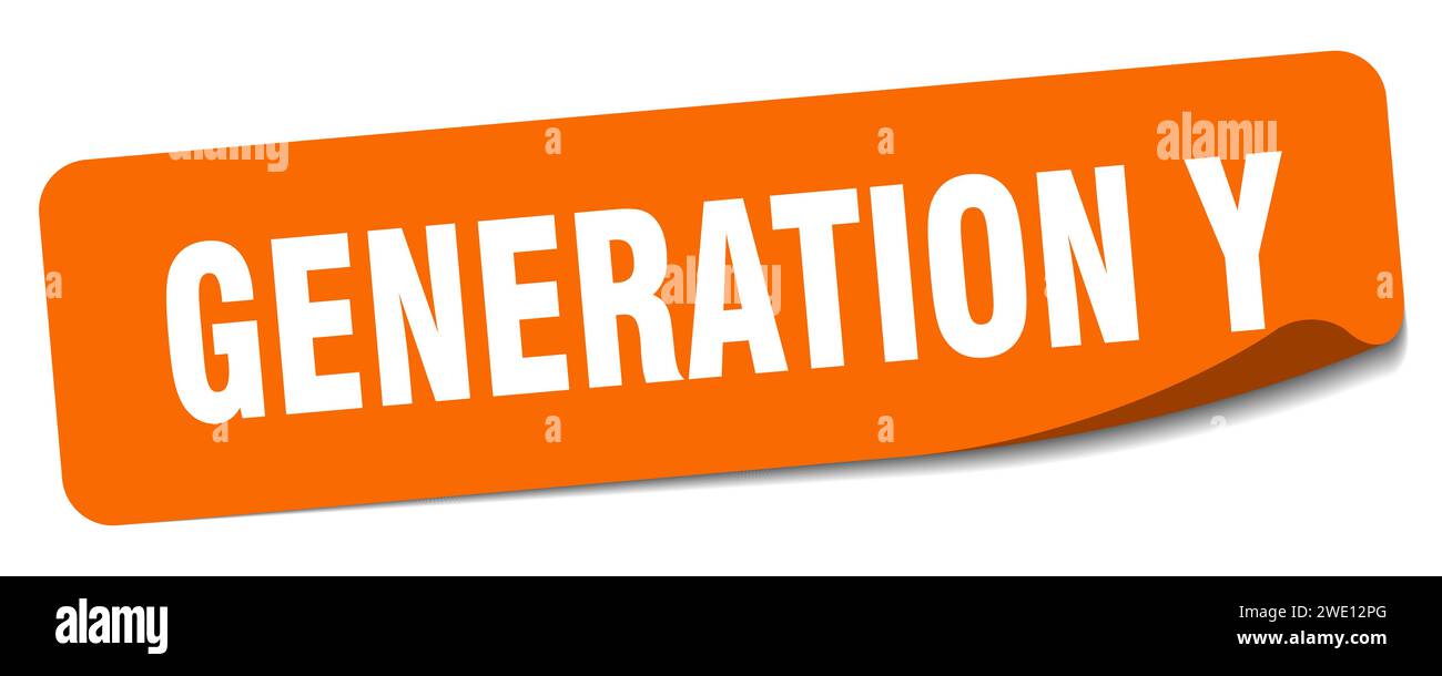 generation y sticker. generation y rectangular label isolated on white ...