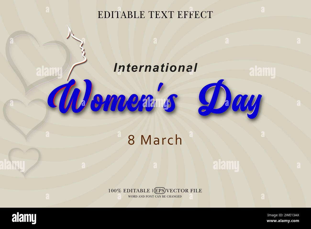 Happy Women's Day Editable 3D Style EPS Vector Text Effect Stock Vector ...