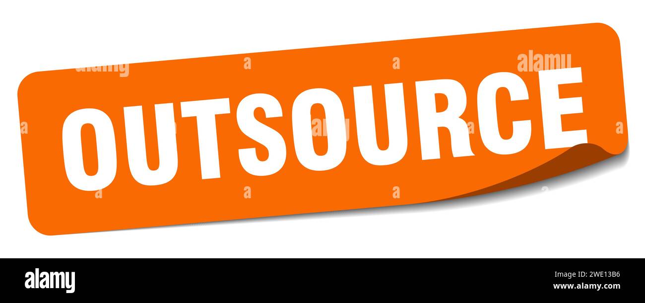 outsource sticker. outsource rectangular label isolated on white ...