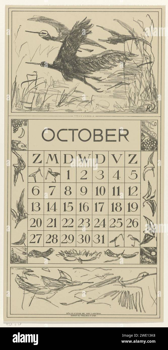 October moon calendar hi-res stock photography and images - Alamy