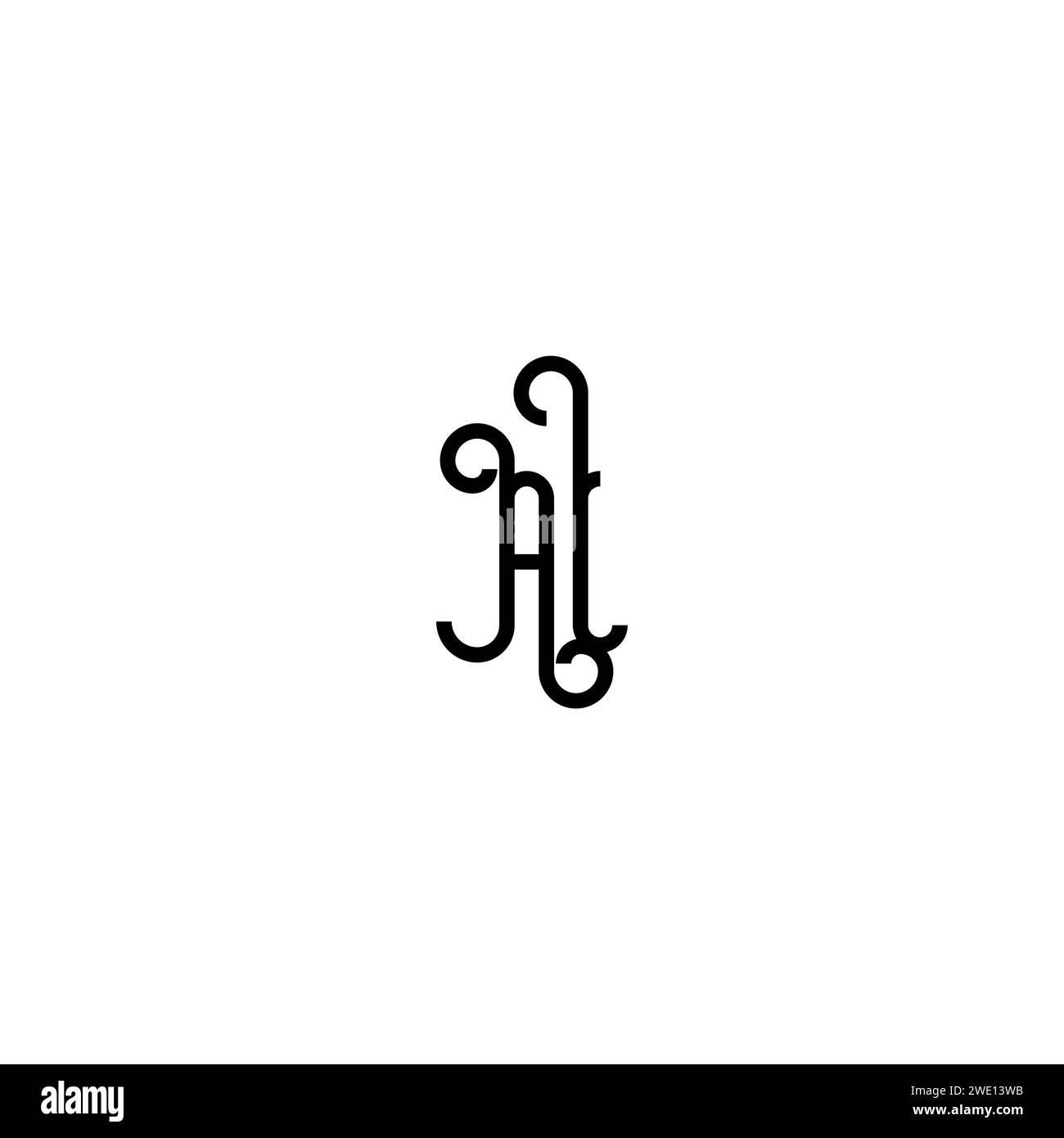 AL simple curved concept initial logo design black and white background ...