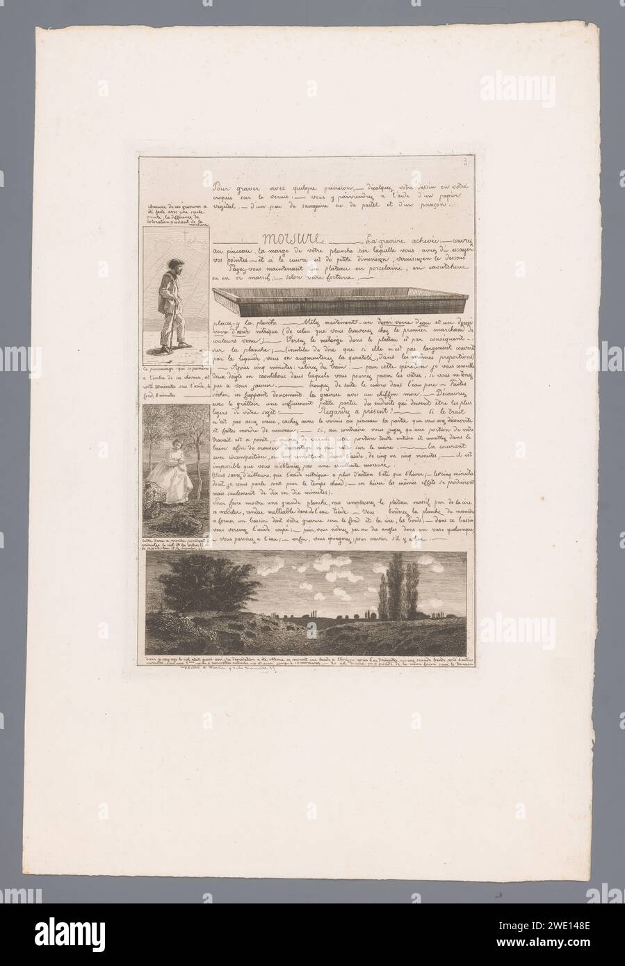 Letter about etching techniques with illustration of an Etsbad, Adolphe ...