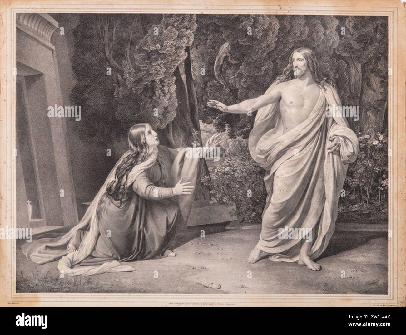 Alexander Ivanov Christ's appearance to Mary Magdalene Litography by Sergei Kruzhkin Stock Photo ...