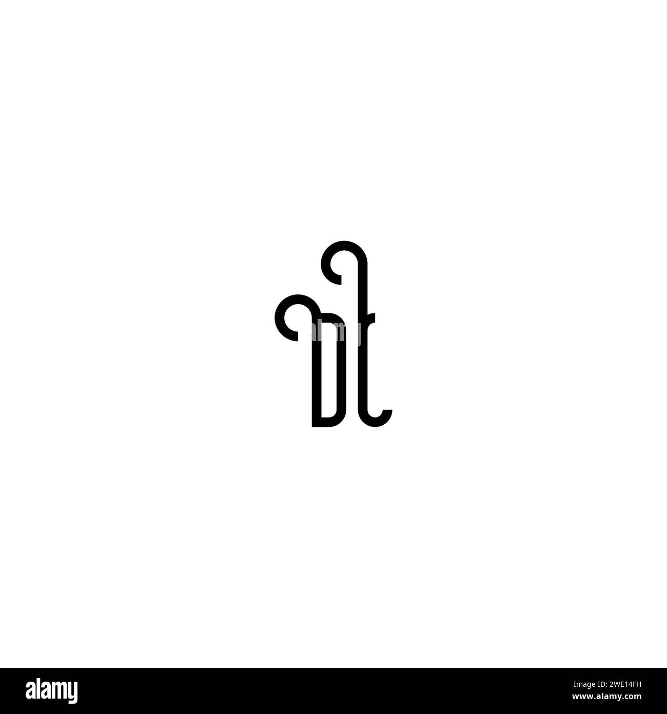 DL simple curved concept initial logo design black and white background ...